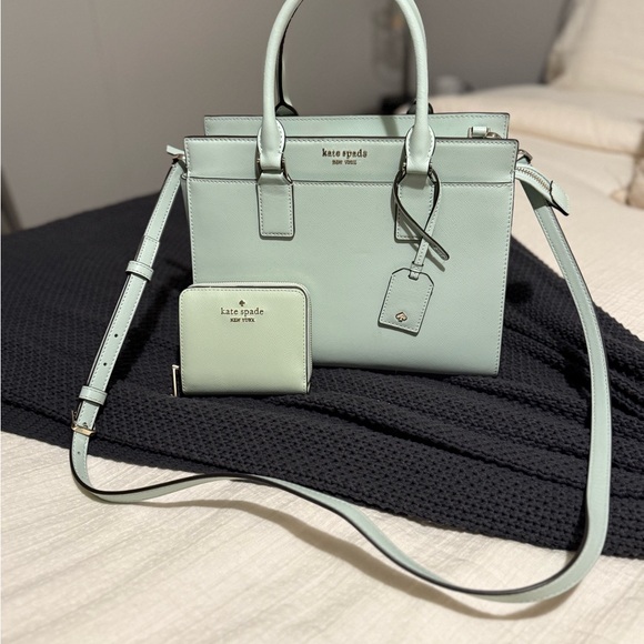 kate spade | Bags | Kate Spade Mint Green Leather Tote Bagsatchel ...